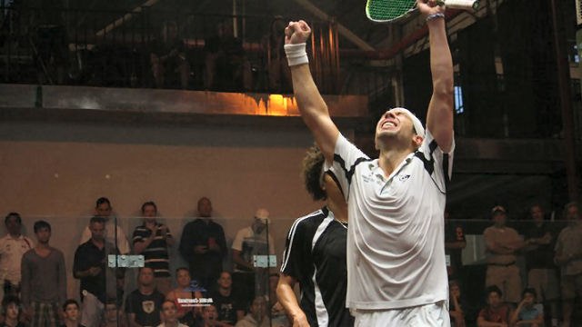 Sharp Celebrates Surprise Home Success - PSA Squash Tour