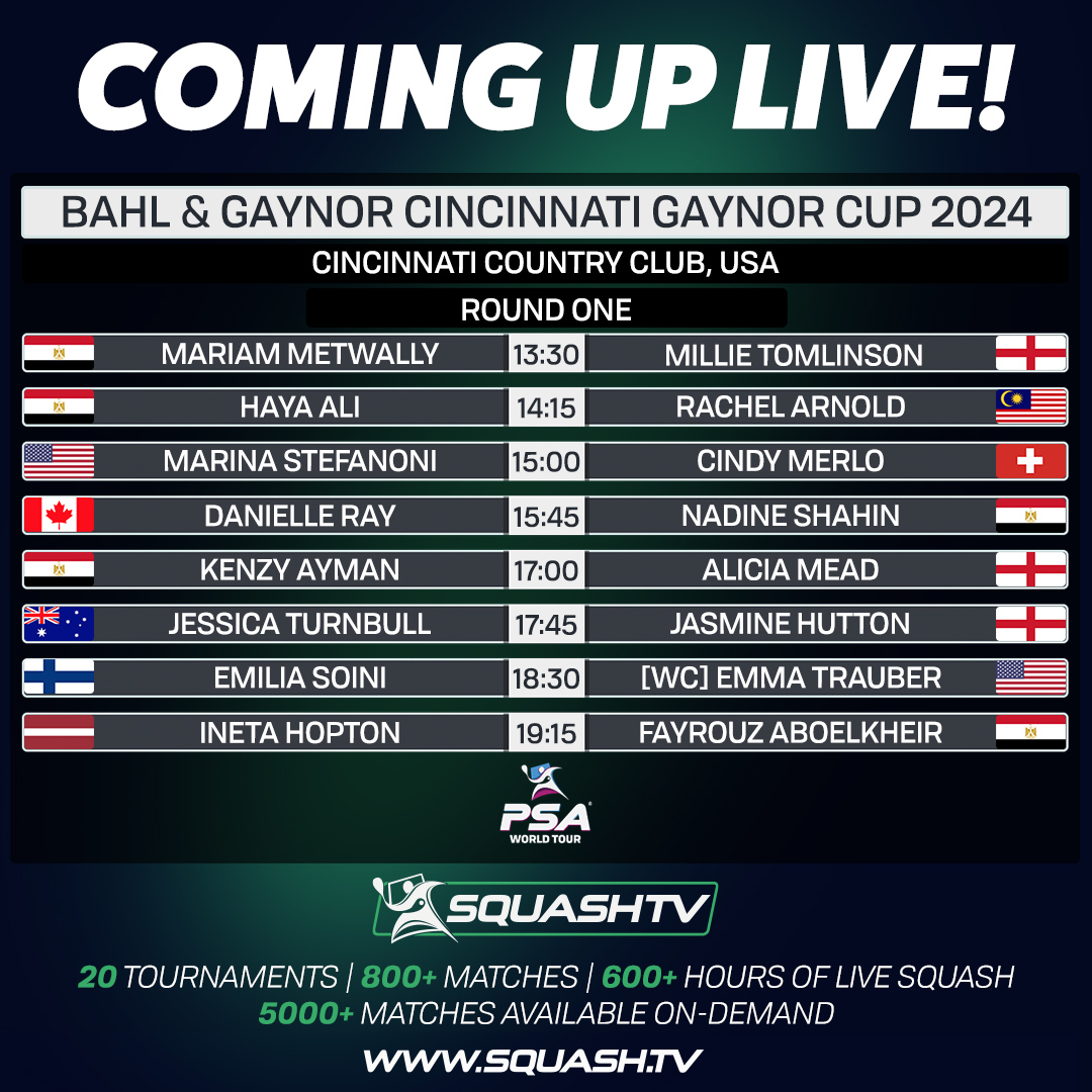 Gaynor Cup & Motor City Open - Day One: How to Watch Live - PSA Squash Tour